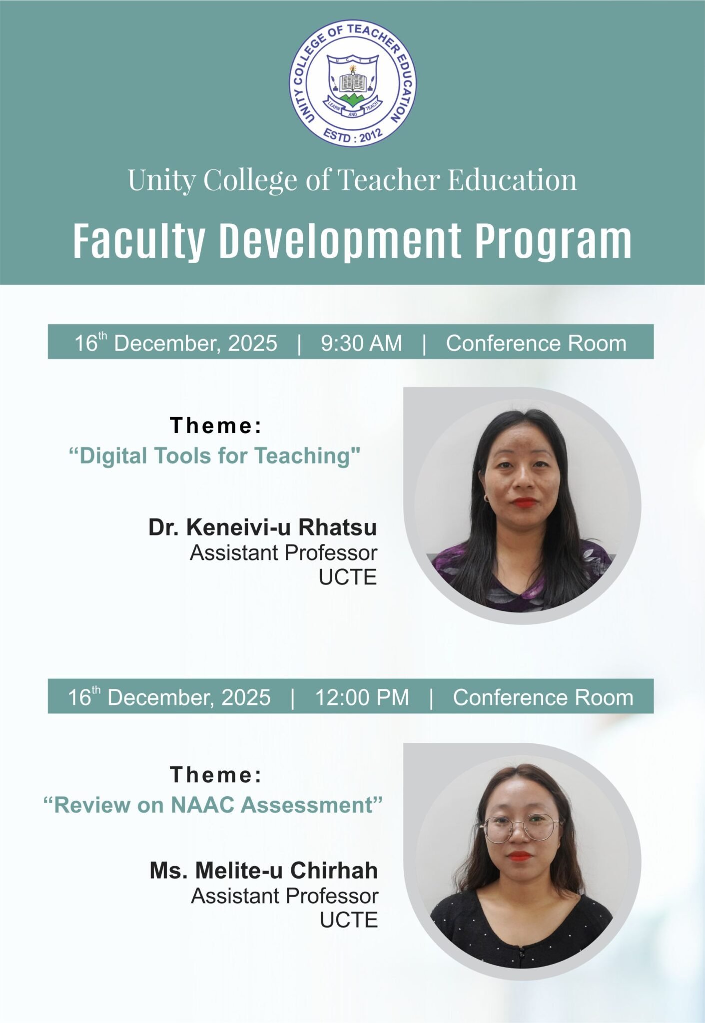 Faculty Development Program - Department of Teacher Education, Unity ...